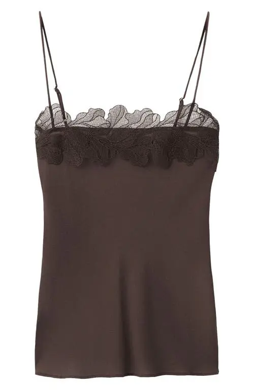 Mango Lace Trim Satin Camisole - Chocolate