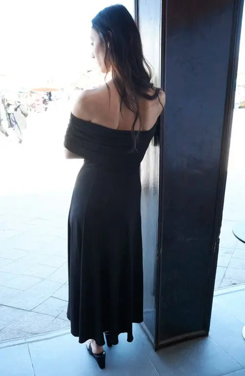 Mango Off-the-shoulder Flared Maxi Dress