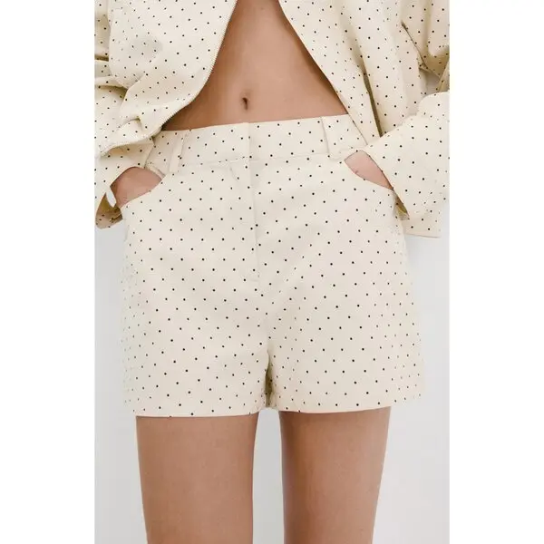 Mango Polka Dot Cotton Shorts - Ecru