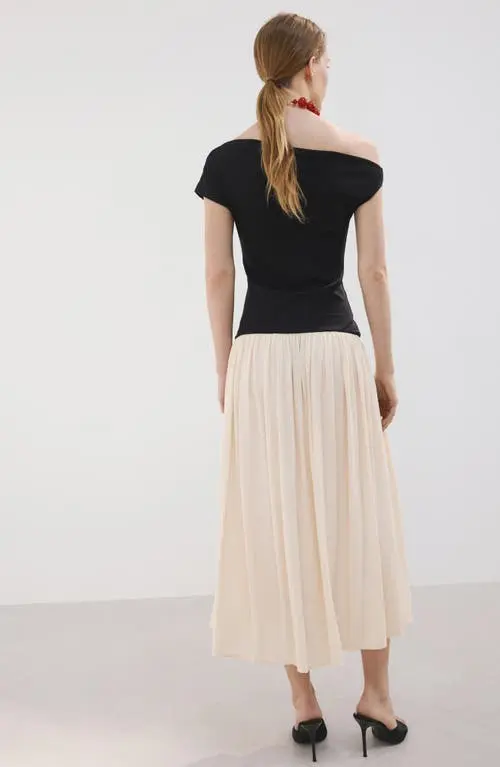 Mango One-shoulder Flared Maxi Dress