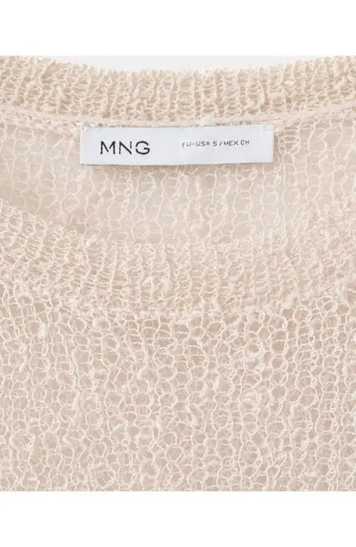 Mango Sheer Open Knit Long Sleeve Sweater