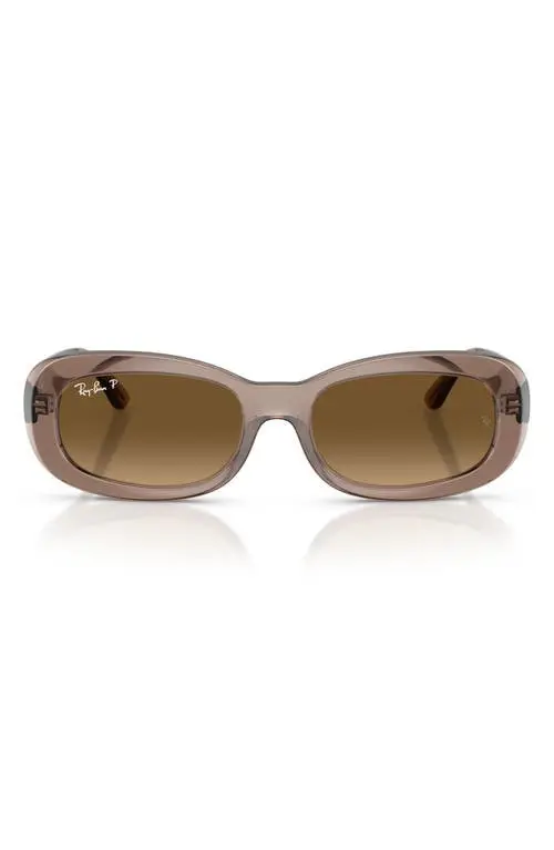 Ray-ban Polarized Oval Sunglasses - Transparent Beige/brown
