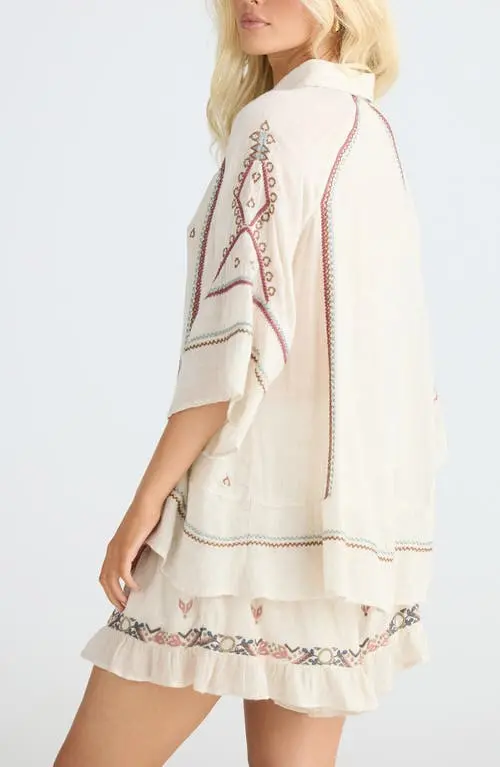 TALISMAN THE LABEL Embroidered Linen Blend Shirt