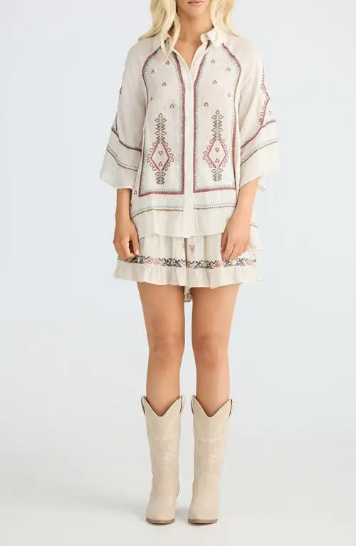 TALISMAN THE LABEL Embroidered Linen Blend Shirt