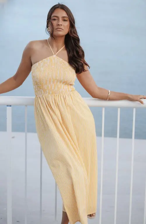 PETAL & PUP Aviva Stripe Cotton Maxi Sundress