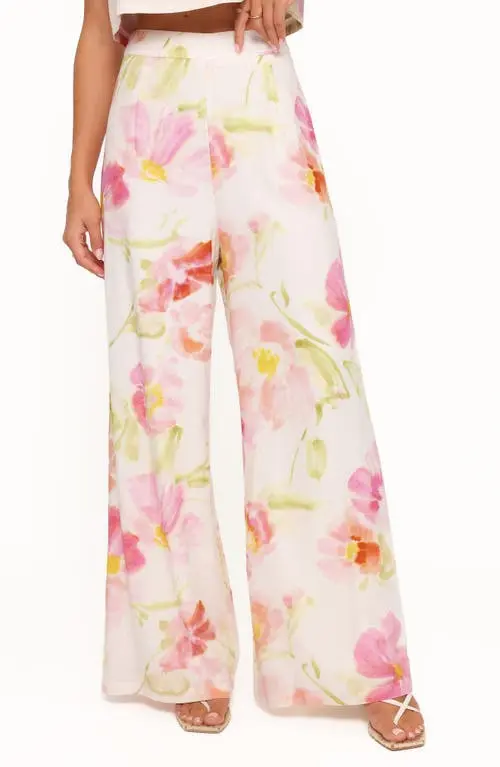 PETAL & PUP Devlin Floral High Waist Wide Leg Pants - Pink Garden Floral