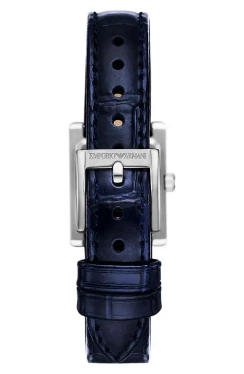 Emporio Armani Crystal Bezel Leather Strap Watch