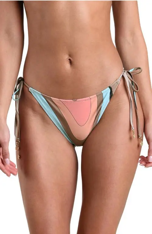 L'Agence Britt Abstract Swirl Bikini Bottoms - Brown Multi