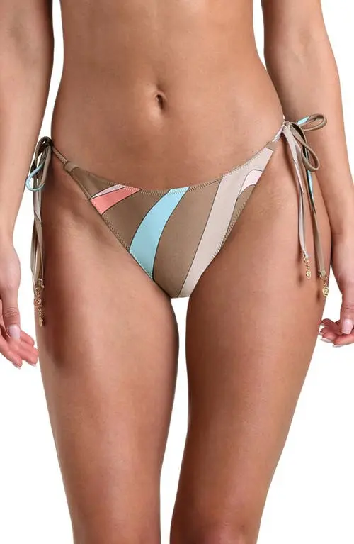 L'Agence Britt Abstract Swirl Bikini Bottoms - Brown Multi