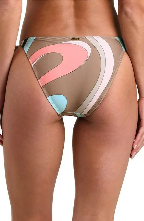 L'Agence Britt Abstract Swirl Bikini Bottoms - Brown Multi