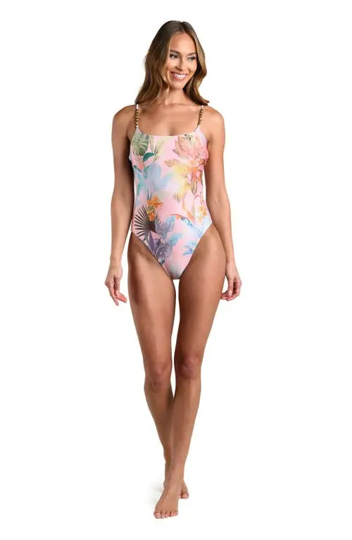 L'Agence Remi Tropical Print Underwire One-piece Swimsuit - Pink Multi