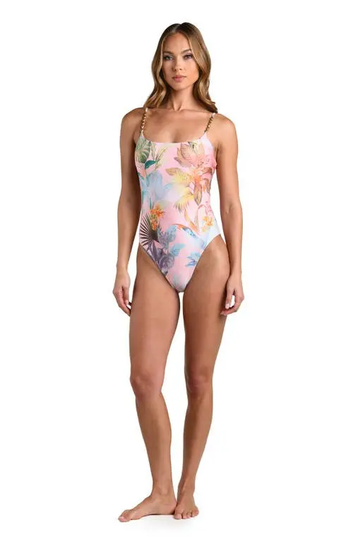 L'AGENCE Remi Tropical Print Underwire One-piece Swimsuit