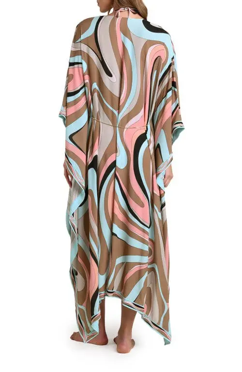 L'Agence Kara Abstract Swirl Cover-up Maxi Duster - Brown Multi