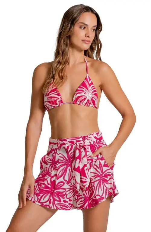 Cosita Linda Belted Floral Print Cover-up Shorts