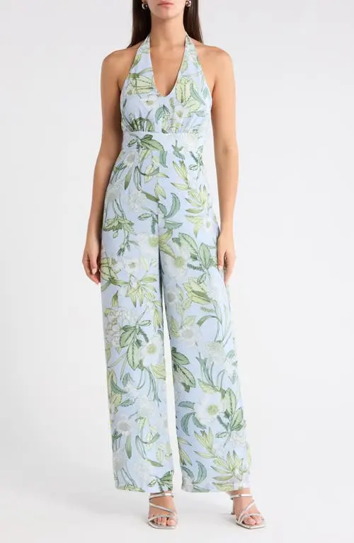 SUGARLIPS Serenade Bloom Halter Jumpsuit - White-greens