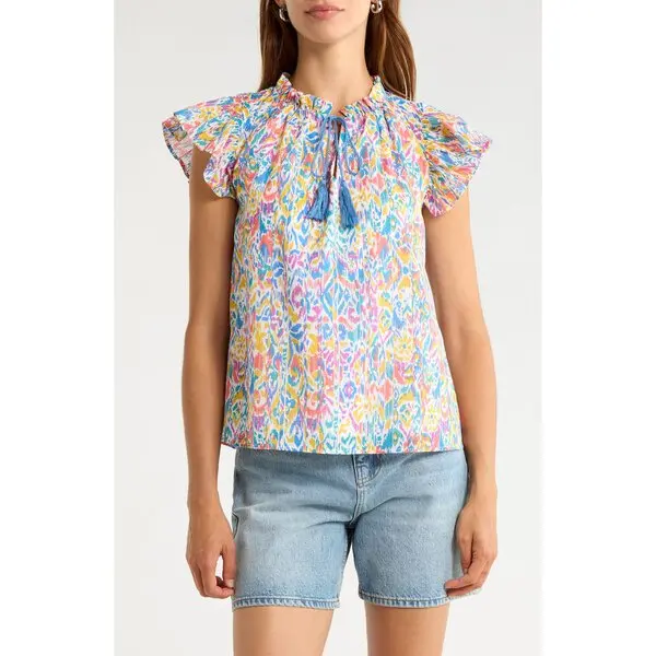 SUGARLIPS Deniza Flutter Sleeve Top - Cream-multi