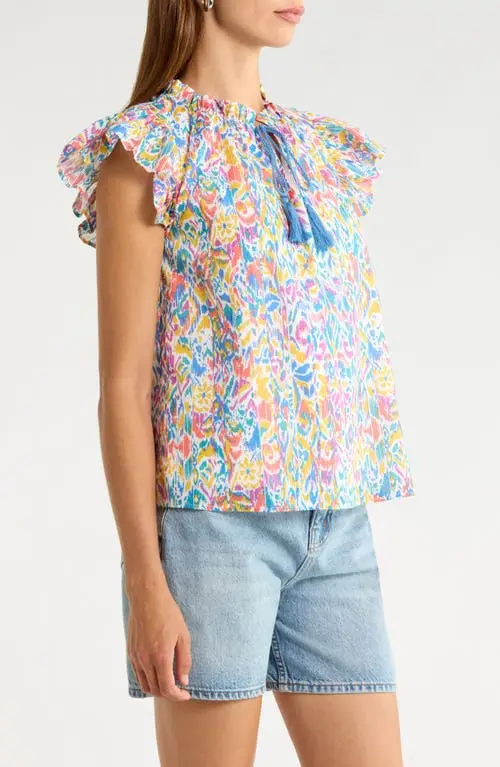 SUGARLIPS Deniza Flutter Sleeve Top - Cream-multi