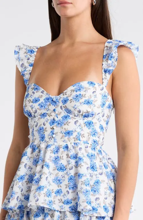 SUGARLIPS Tiered Midi Dress With Sweetheart Neckline And Ruffled Straps