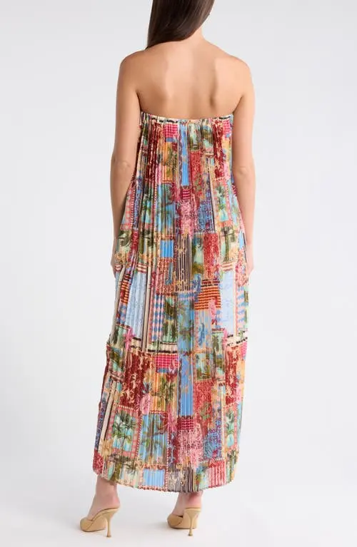 SUGARLIPS Melani Isabela Tropical Patchwork Pleated Maxi Dress