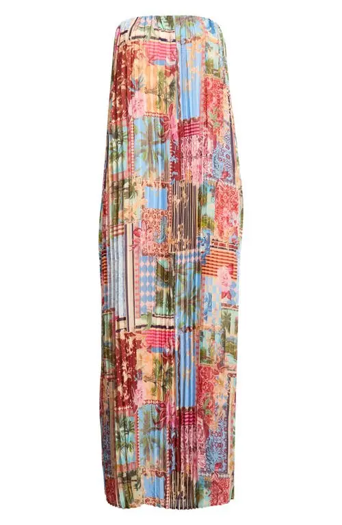 SUGARLIPS Melani Isabela Tropical Patchwork Pleated Maxi Dress