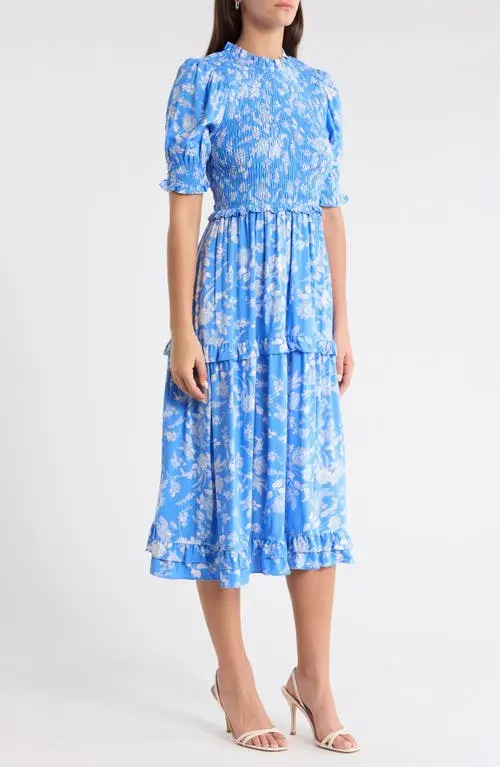 SUGARLIPS Odella Floral Smocked Midi Dress