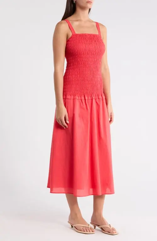 SUGARLIPS Railey Smocked Drop Waist Midi Dress