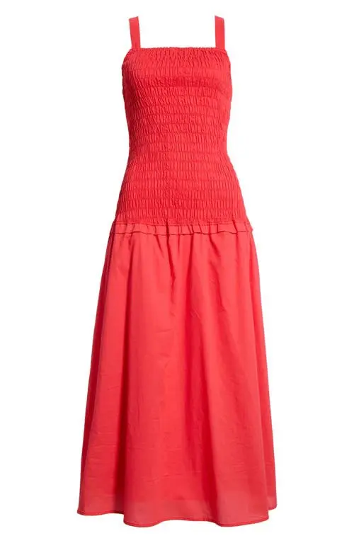 SUGARLIPS Railey Smocked Drop Waist Midi Dress