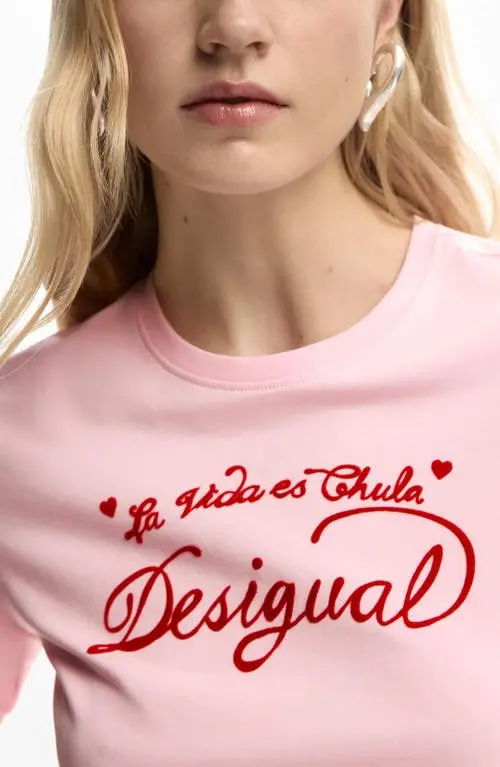Desigual Graphic Logo Crewneck T-shirt - Pink