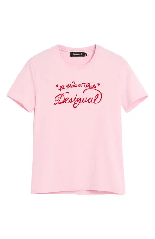Desigual Graphic Logo Crewneck T-shirt - Pink