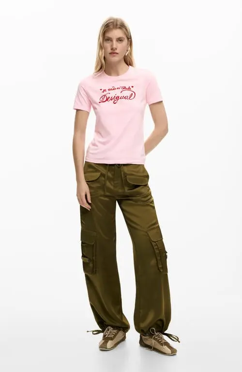 Desigual Graphic Logo Crewneck T-shirt - Pink
