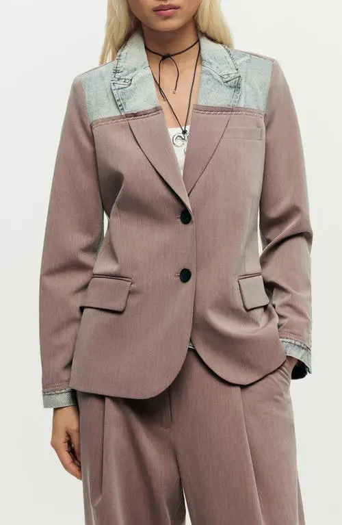 Desigual Contrasting Denim Panel Blazer