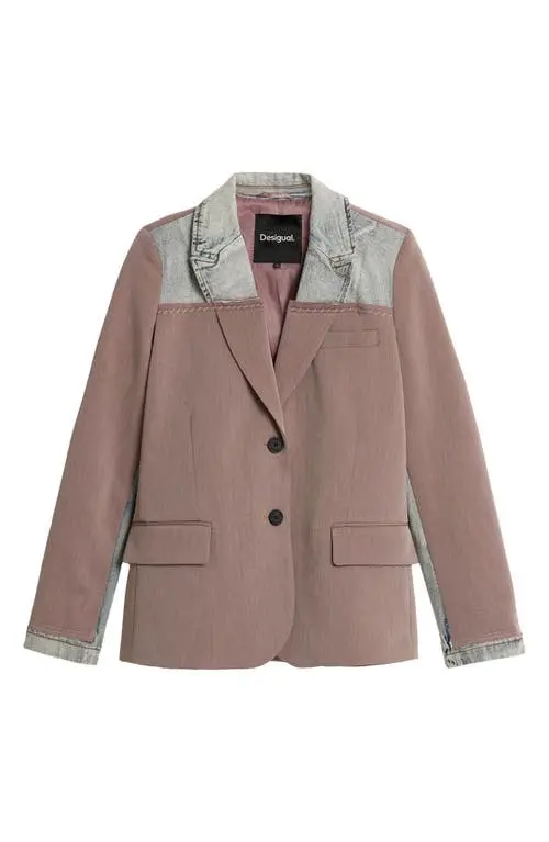 Desigual Contrasting Denim Panel Blazer
