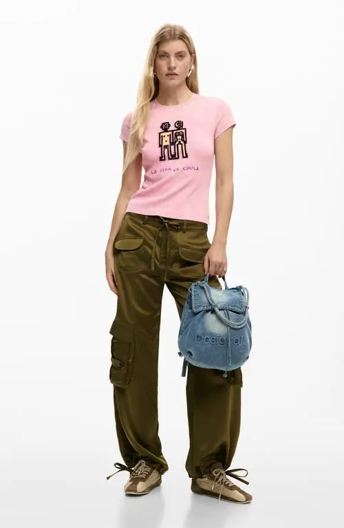 Desigual Graphic T-shirt - Fuchsia