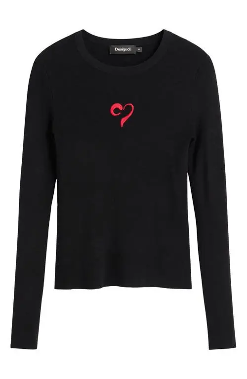 Desigual Embroidered Heart Long Sleeve T-shirt