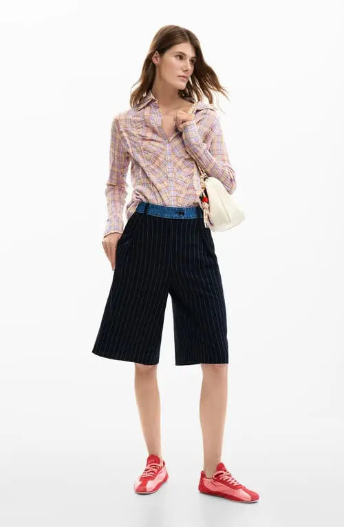 Desigual Pinstripe Wide-leg Shorts