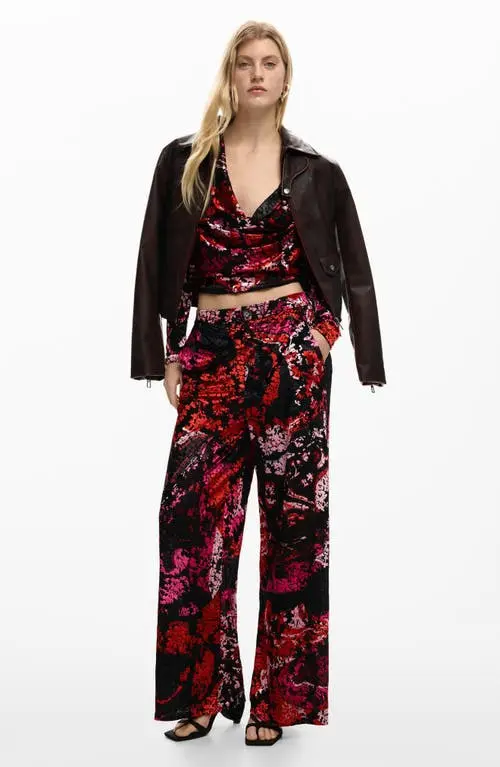 Desigual Floral Print Wide Leg Pants