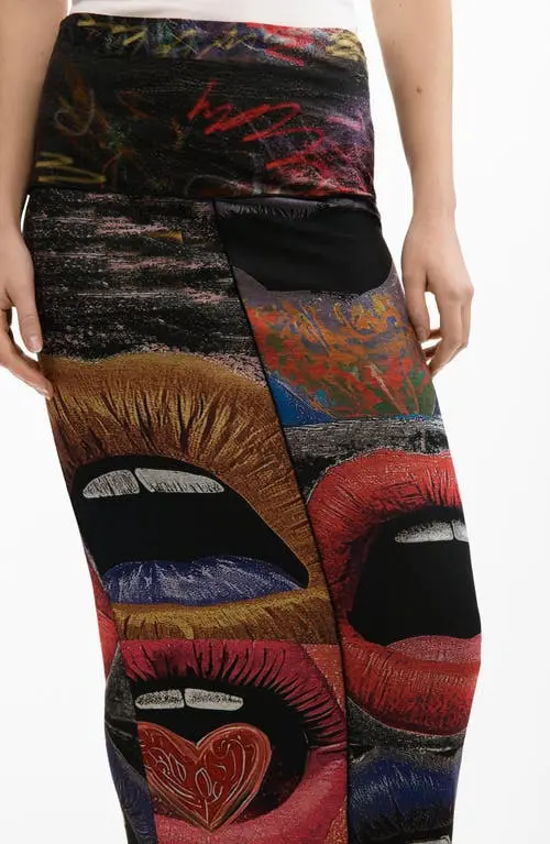 Desigual Printed Midi Skirt