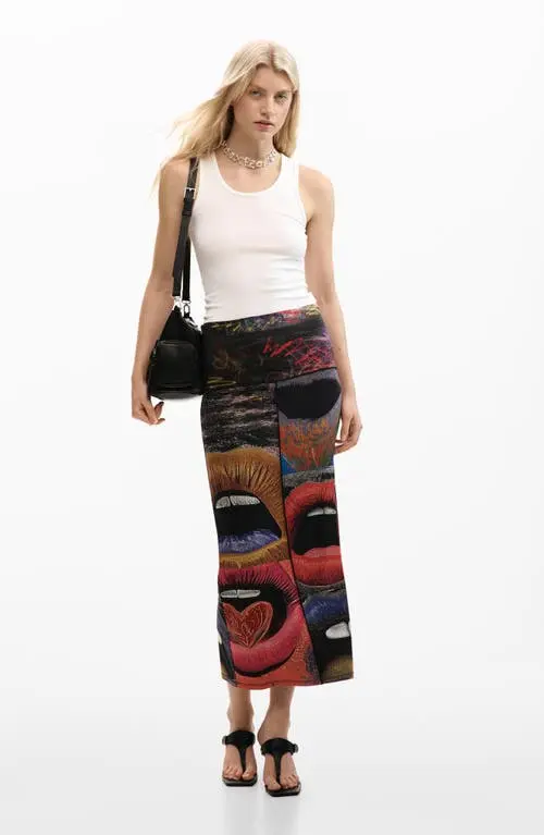 Desigual Printed Midi Skirt