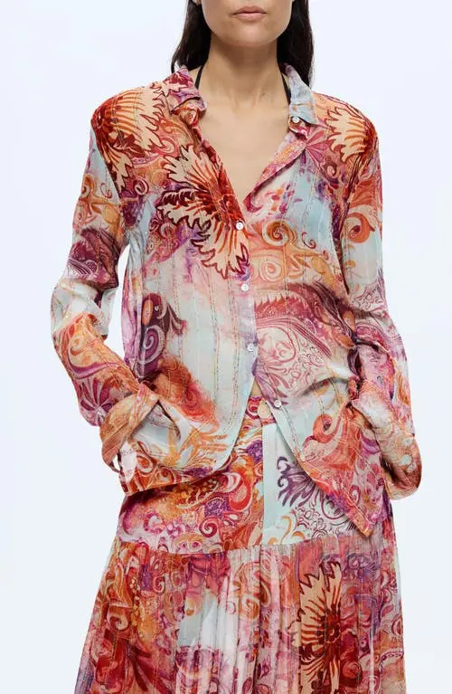 Desigual Embroidered Stripe Button-up Top
