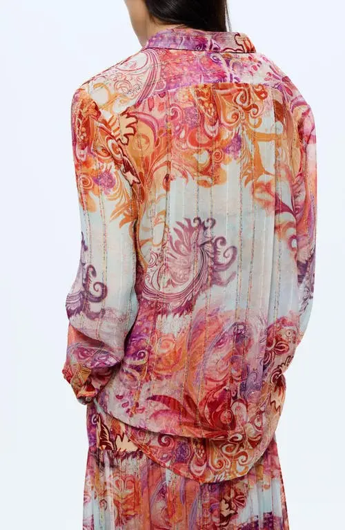Desigual Embroidered Stripe Button-up Top