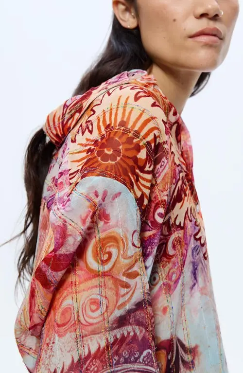 Desigual Embroidered Stripe Button-up Top