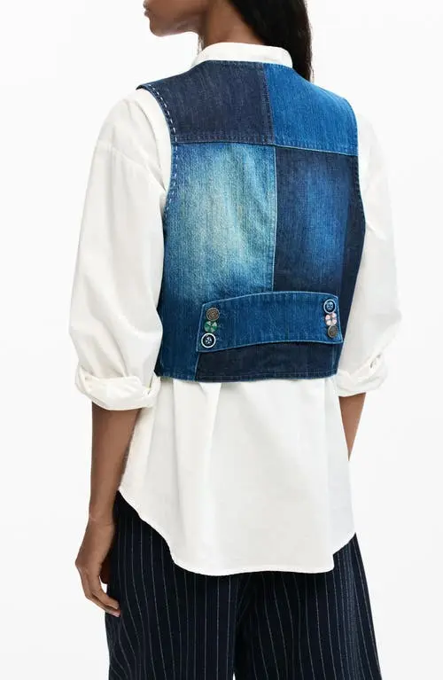 Desigual Patchwork Denim Vest