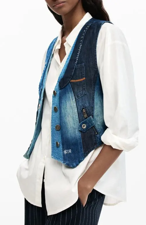 Desigual Patchwork Denim Vest