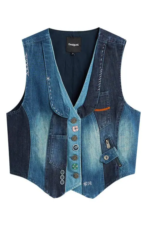 Desigual Patchwork Denim Vest