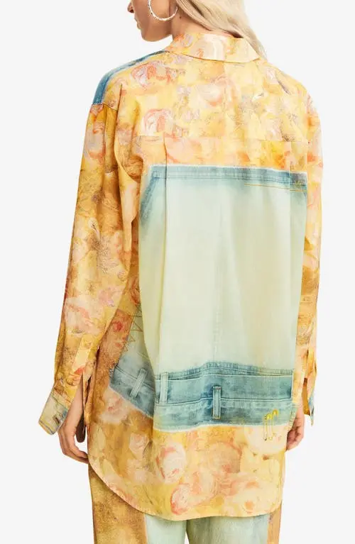 Desigual Mixed Media Button-up Shirt