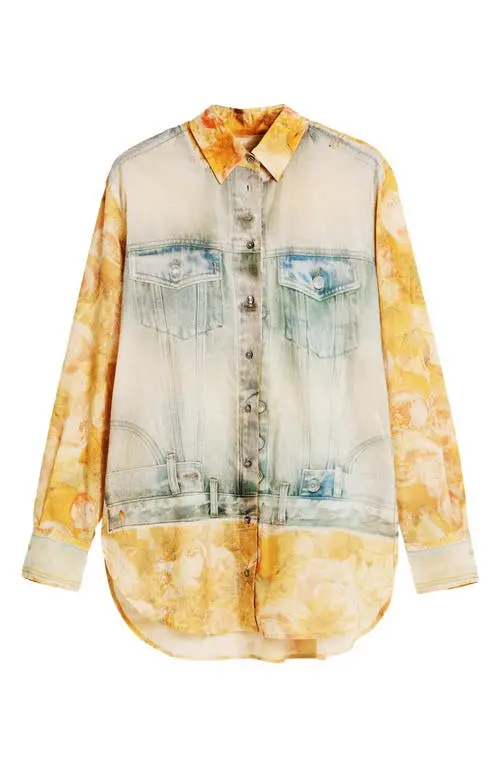 Desigual Mixed Media Button-up Shirt