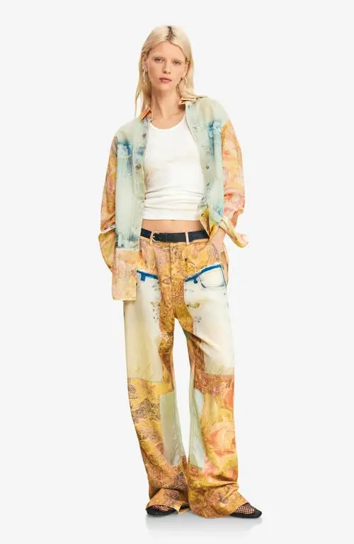 Desigual Mixed Media Button-up Shirt