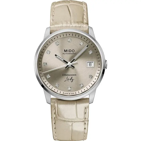 MIDO Commander Lady Automatic Watch With Diamonds - Brown