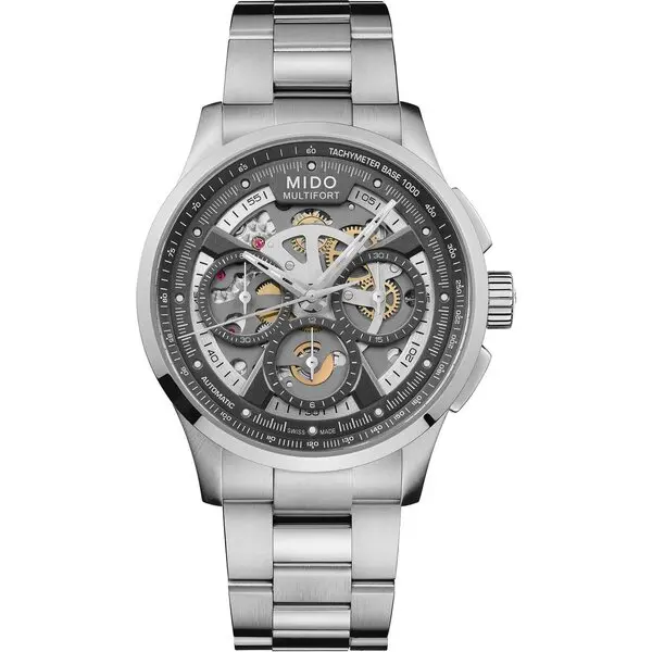 MIDO Multifort Skeleton Chronograph Automatic Stainless Steel Bracelet Watch - Anthracite