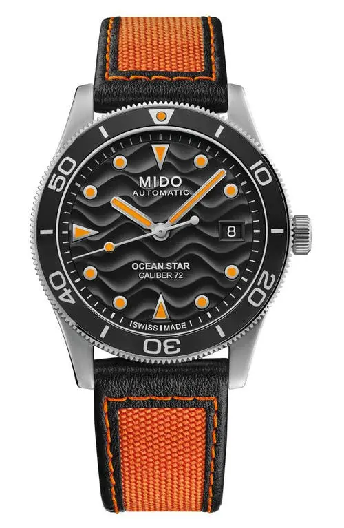 MIDO Ocean Star 39 Automatic Watch With Webbing Strap - Black